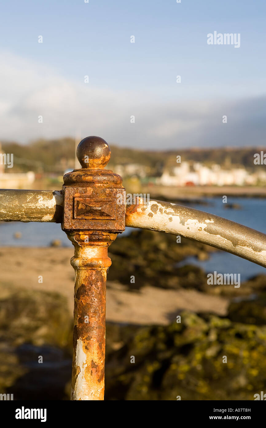 Rusty handrail in a coast village Stock Photo - Alamy