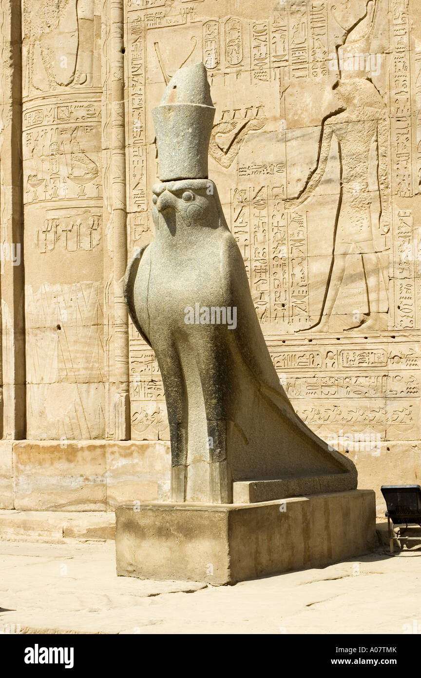 Edfu Temple, Horus Statue Stock Photo - Alamy