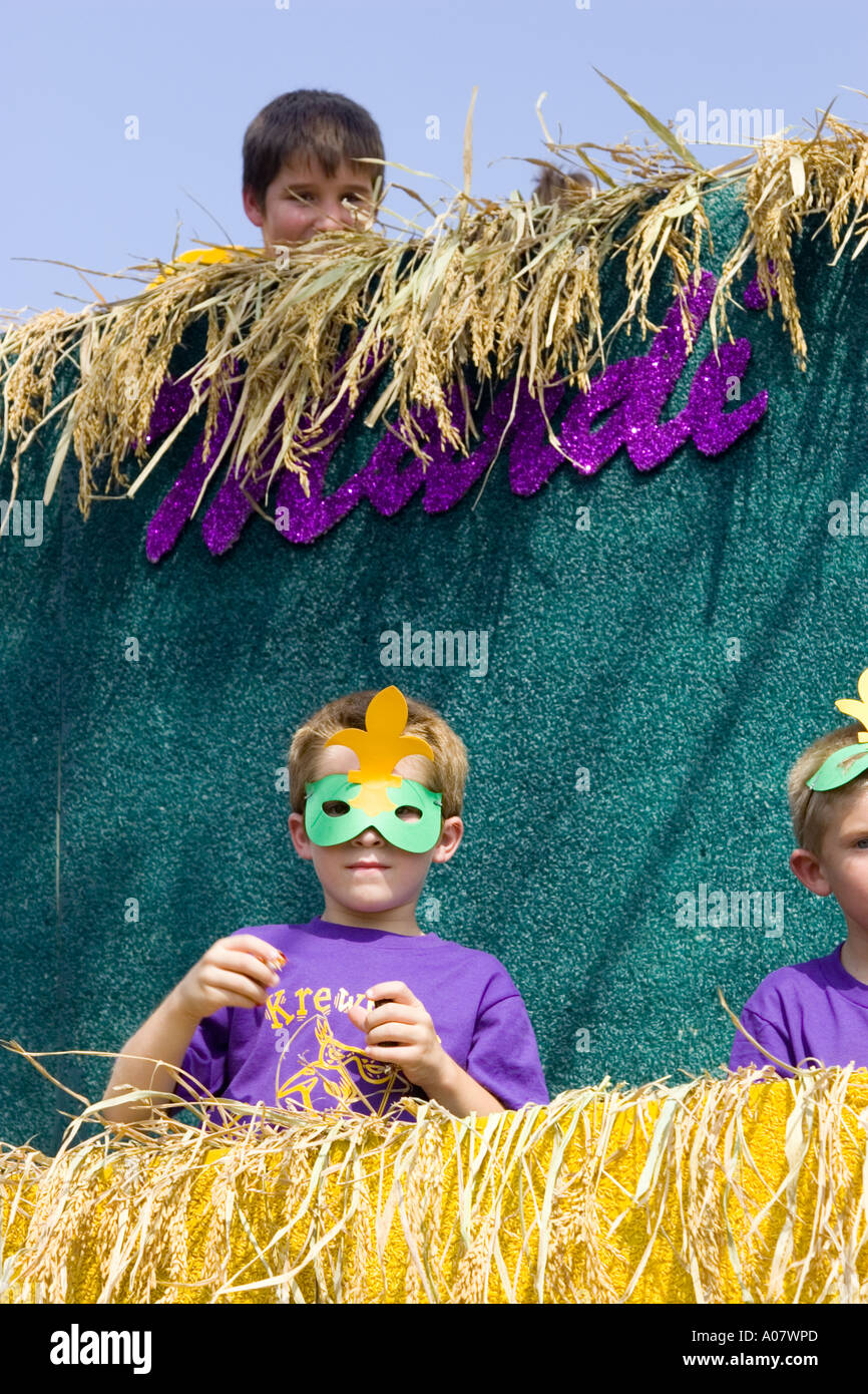 Mardi gras float in children parade Stock Photo - Alamy