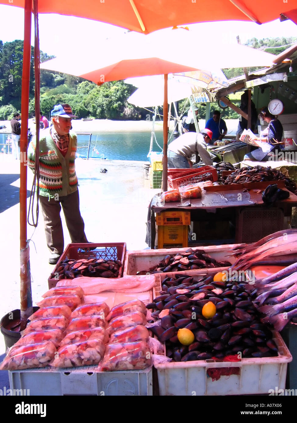 market angelmo puerto montt chile Stock Photo - Alamy