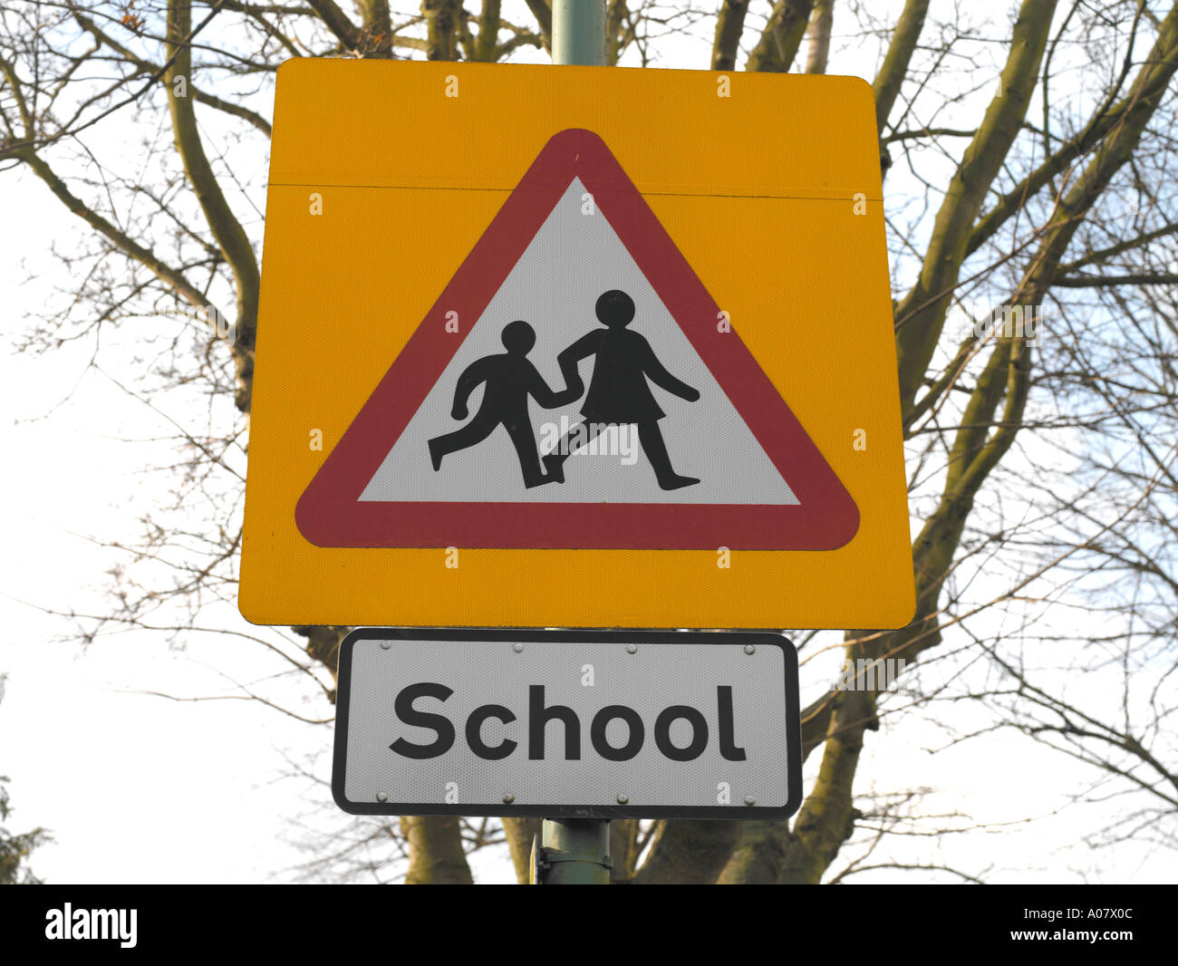 Road Traffic School Sign Stock Photo - Alamy