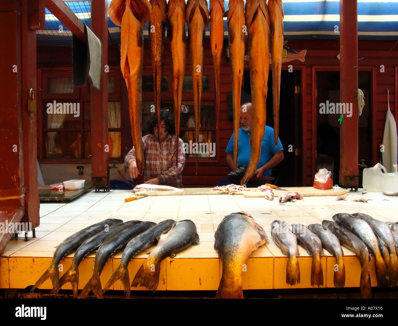 fish and fishermen in the market angelmo puerto montt chile south ...