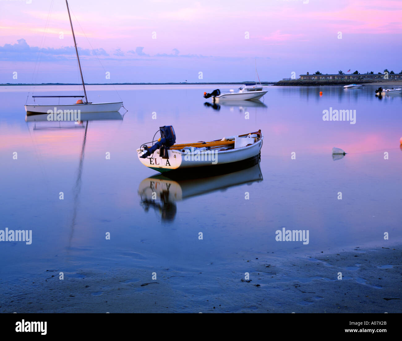 Cape Cod National Seashore MA Small boats with reflections on ...