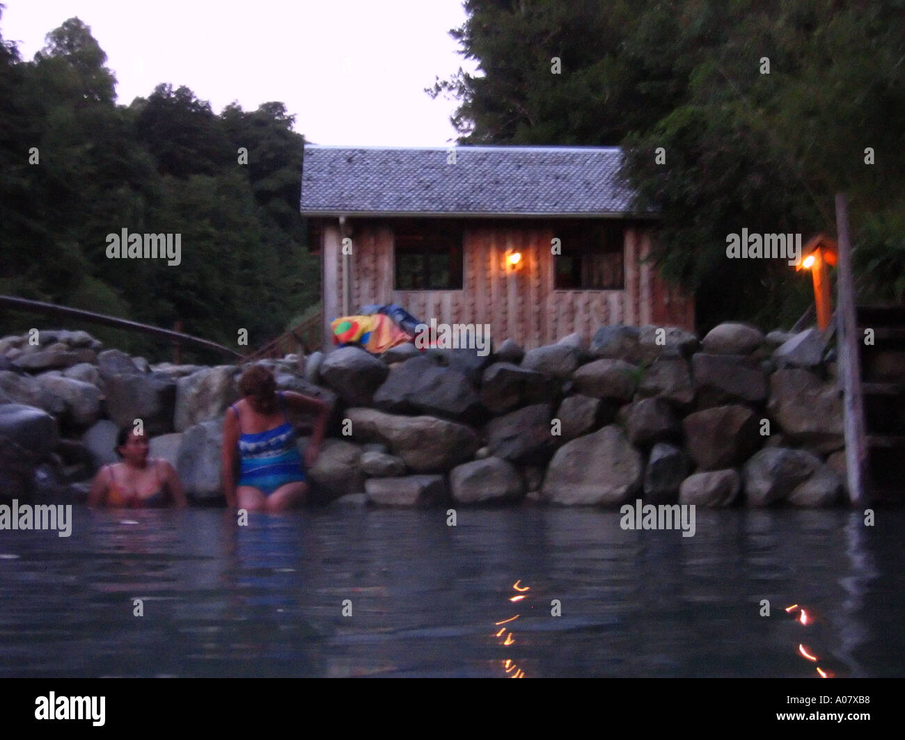 hot springs at night near pucon chile Stock Photo - Alamy
