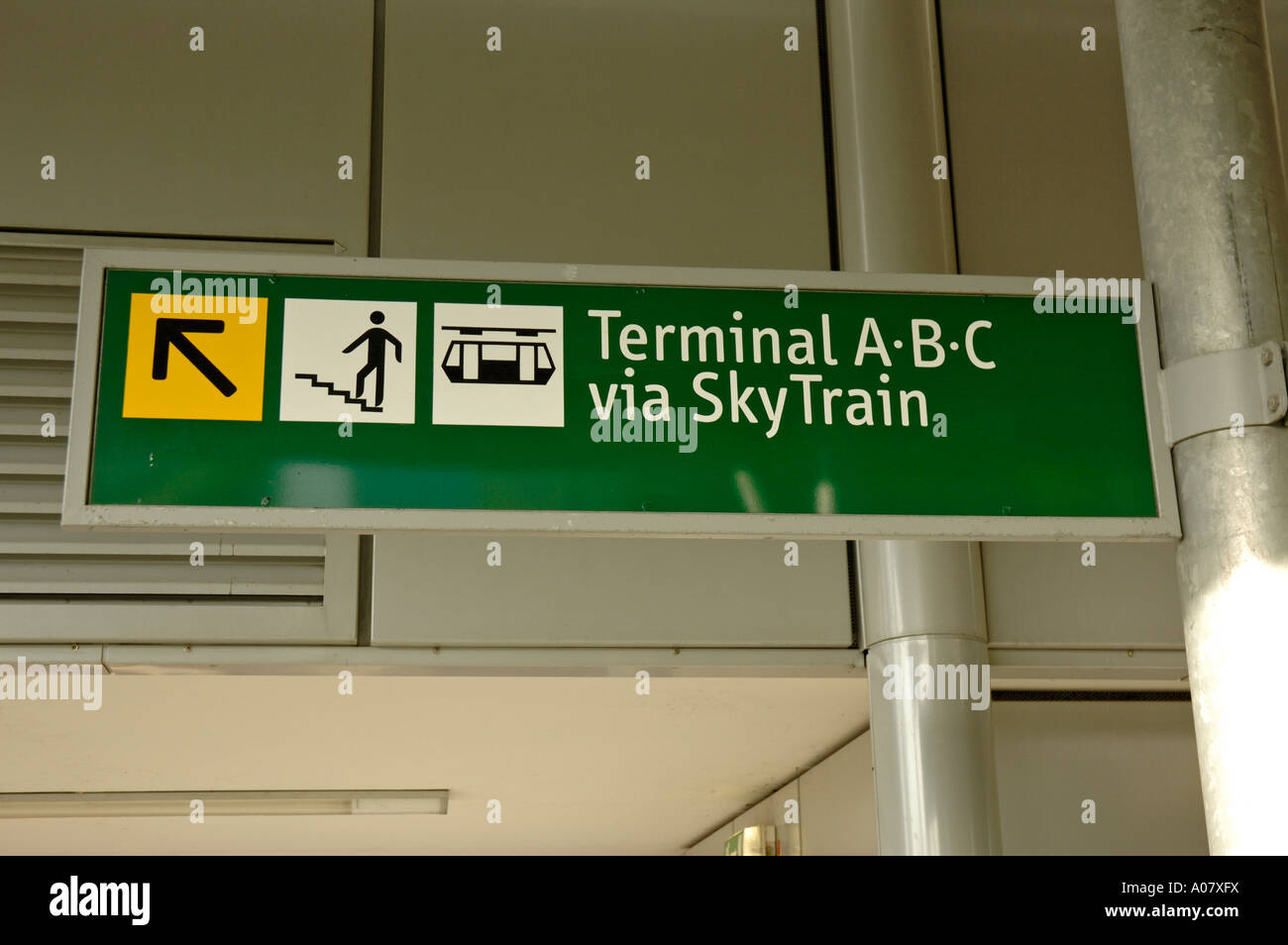 Skytrain, Duesseldorf International Airport, Germany. Sign at Parkhaus ...