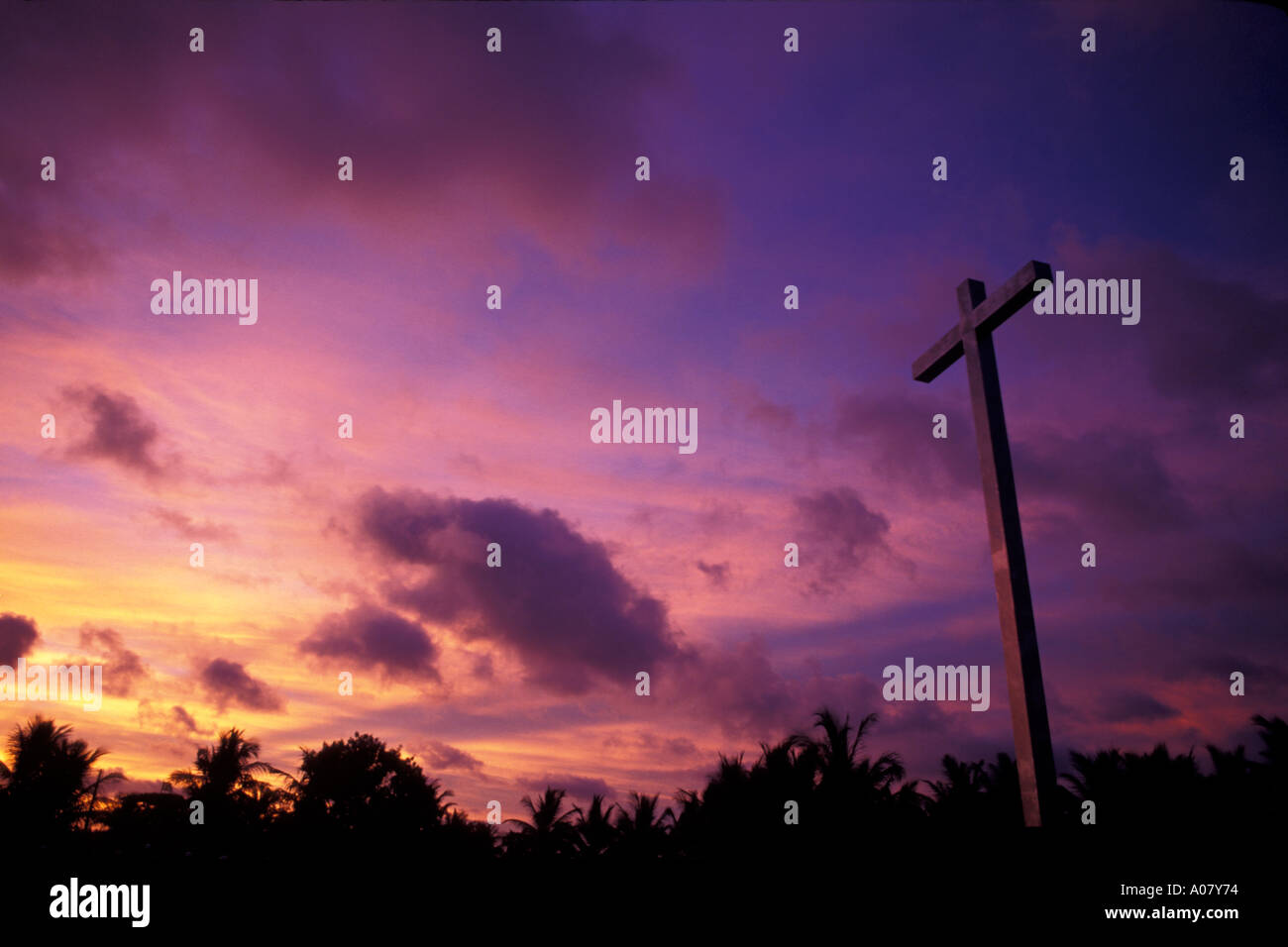 Cross in the sunset Place where was held the first catholic mass in ...