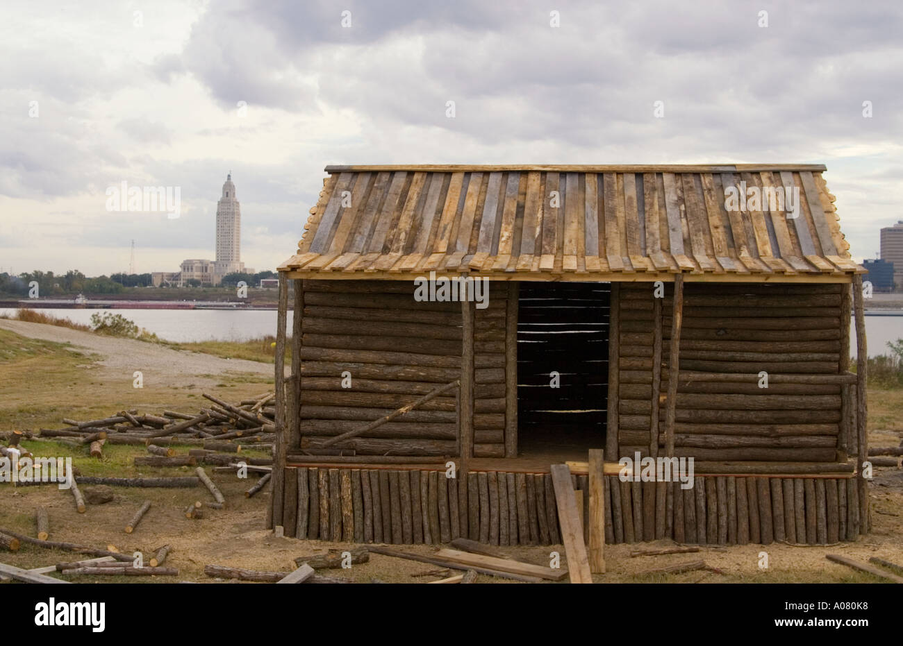 Log cabin under construction Stock Photo - Alamy