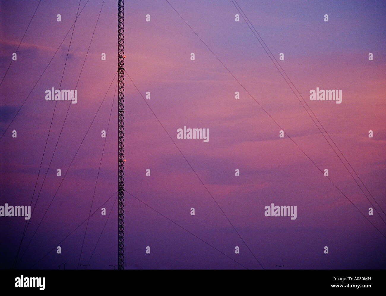 Communication masts aerials at Anthorn beside the Solway Firth near ...