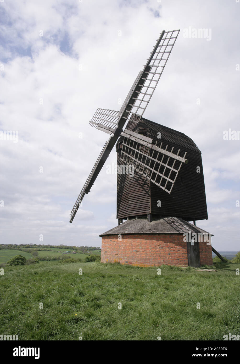 The Old Post Windmill in the village of Brill, with views over open ...