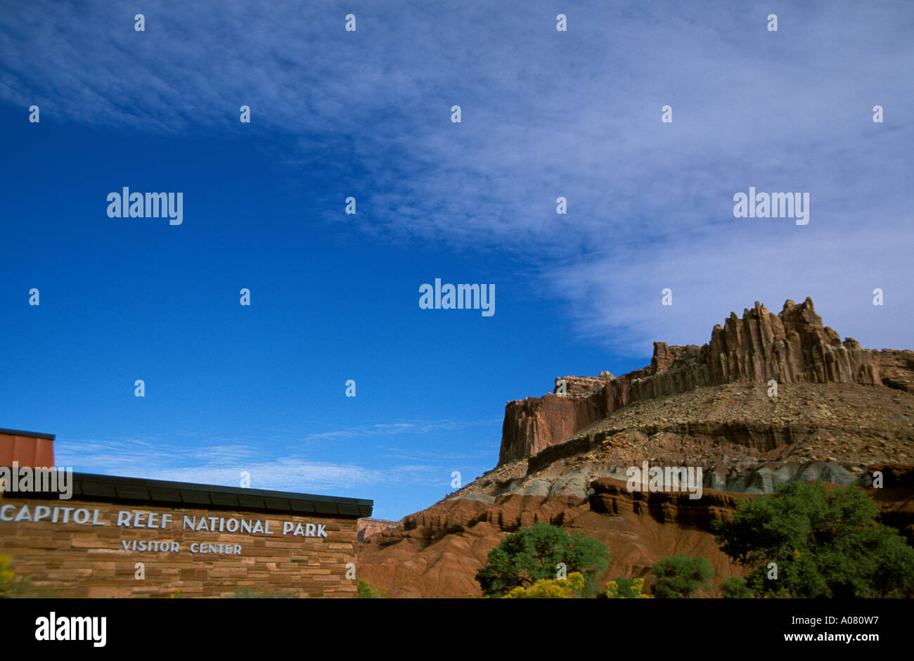 The Castle rock formation from the Visitor Center Capitol Reef National ...