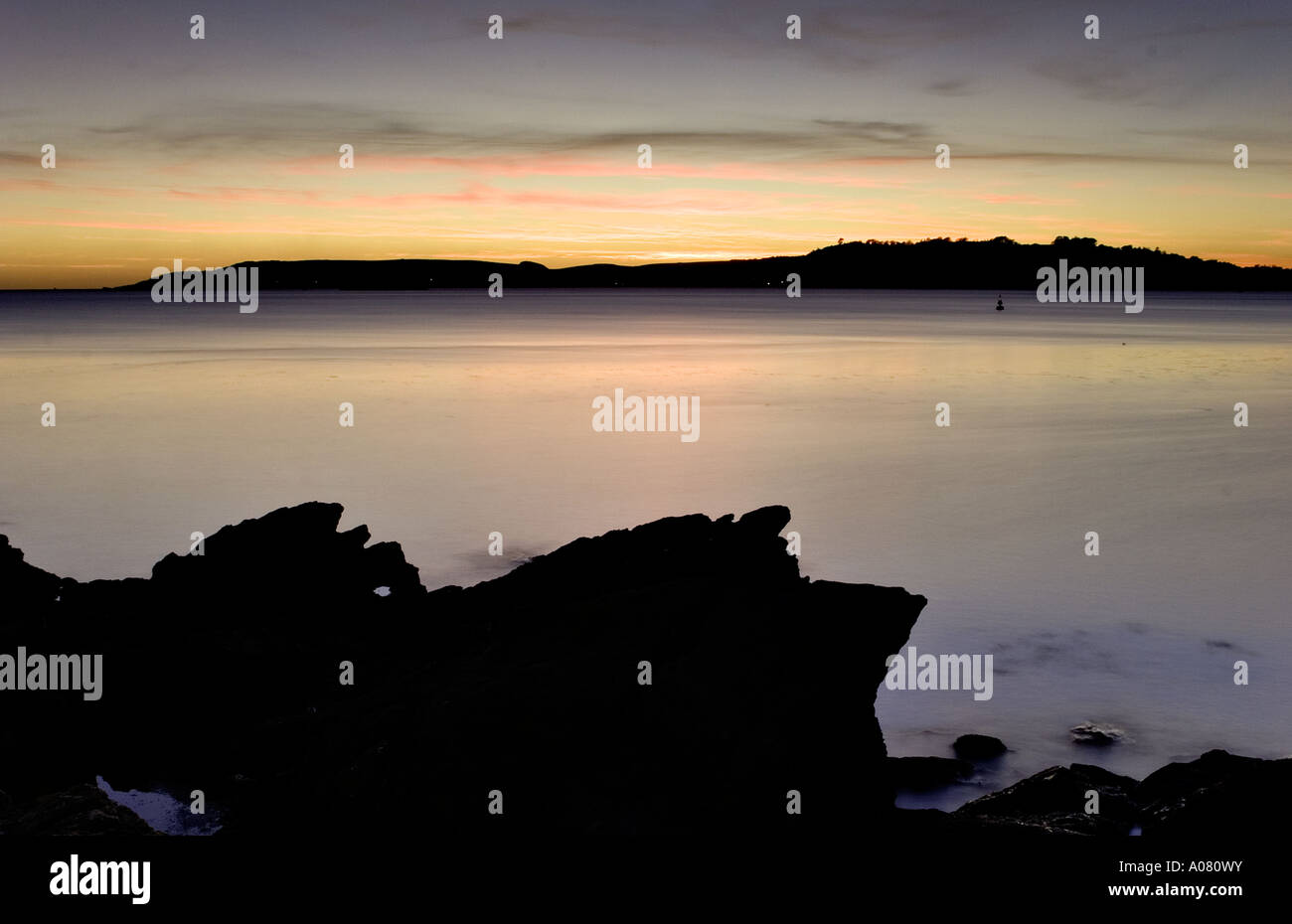 Sunset, Plymouth Sound from Jennycliff Bay, Devon, UK Stock Photo - Alamy