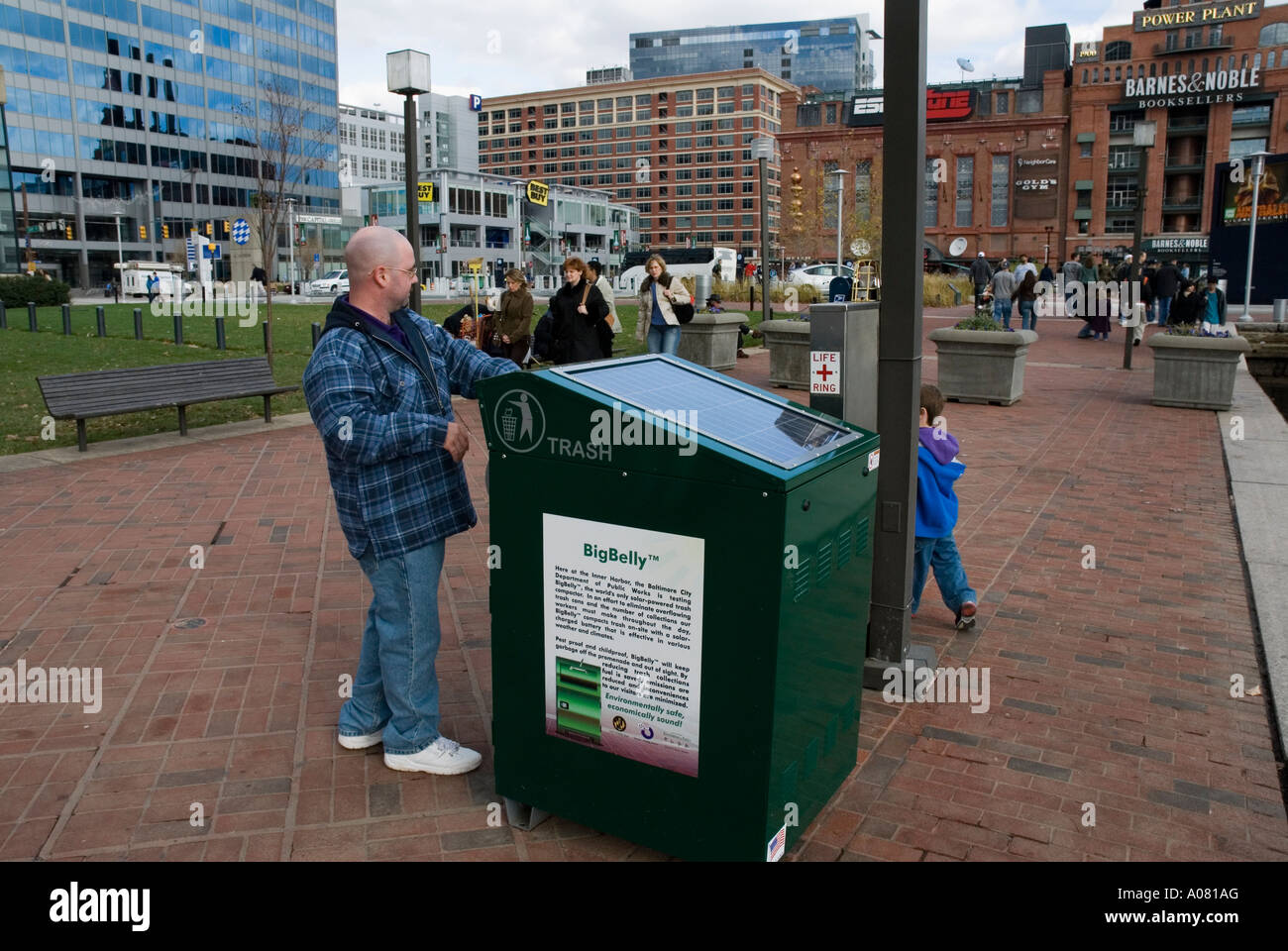 BigBelly solar powered trash compactor solar charged battery compacts ...