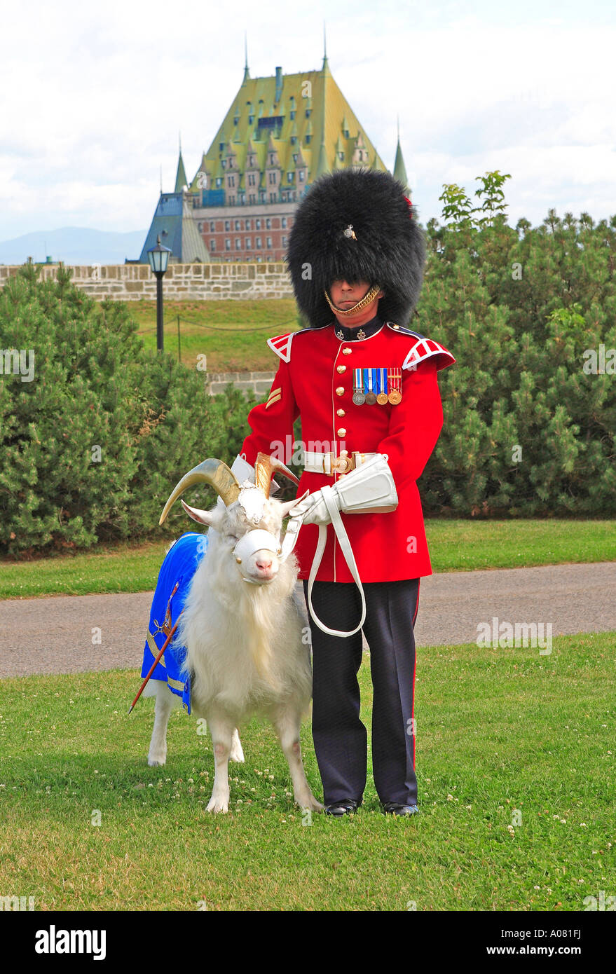 Quebec City, La Citadelle, Soldier With Mascot Stock Photo - Alamy