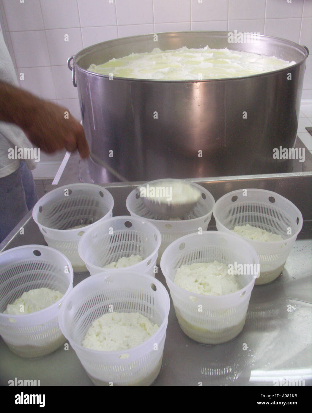 Making ricotta cheese Sicily Italy Stock Photo - Alamy