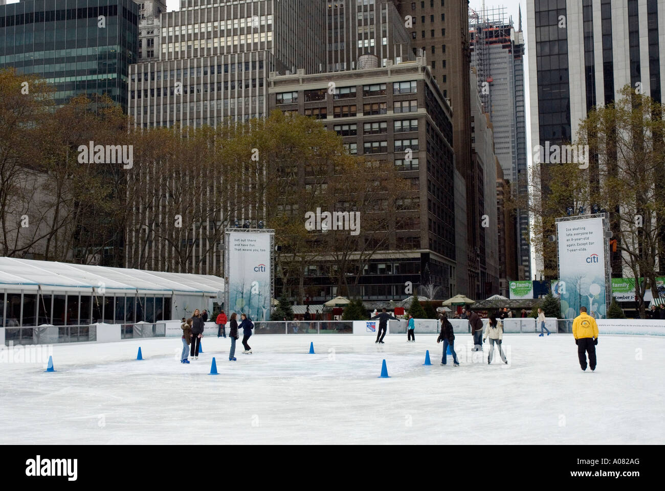 Temporary ice skating rink Bryant Park New York NY USA America Stock ...
