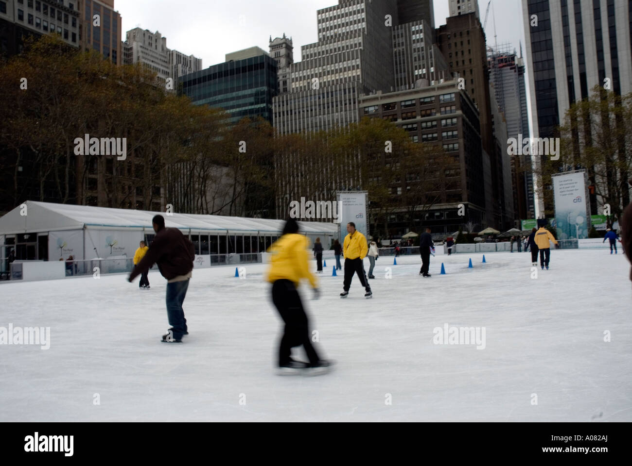Temporary ice skating rink Bryant Park New York NY USA America Stock ...