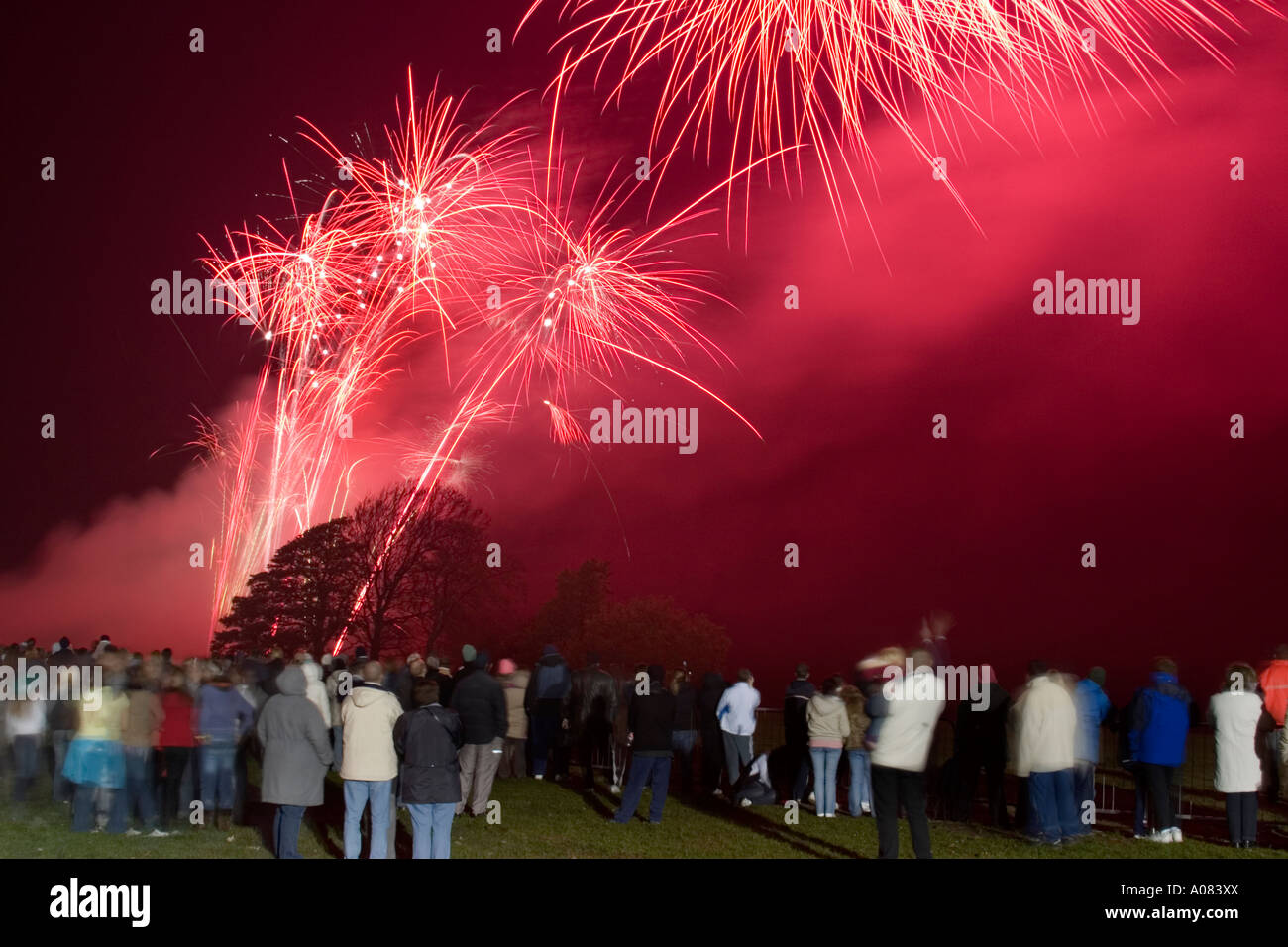 Fireworks Display at Roundhay Park Leeds Stock Photo - Alamy