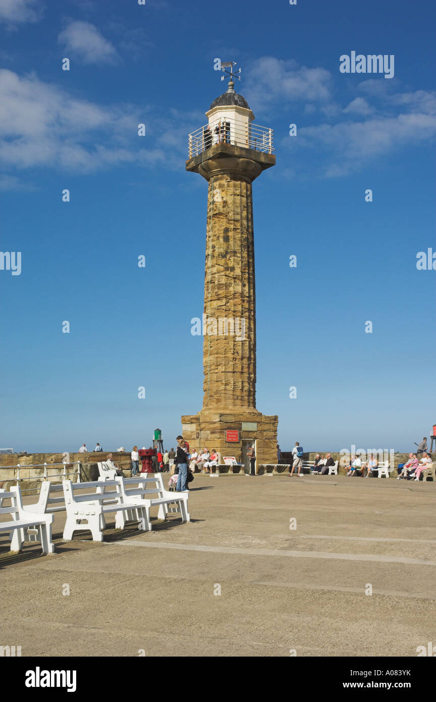 whitby old lighthouse pier north yorkshire england uk gb eu europe ...