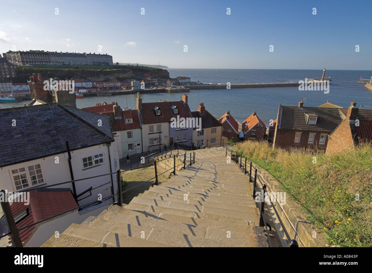abbey steps whitby north yorkshire uk gb eu europe Stock Photo - Alamy