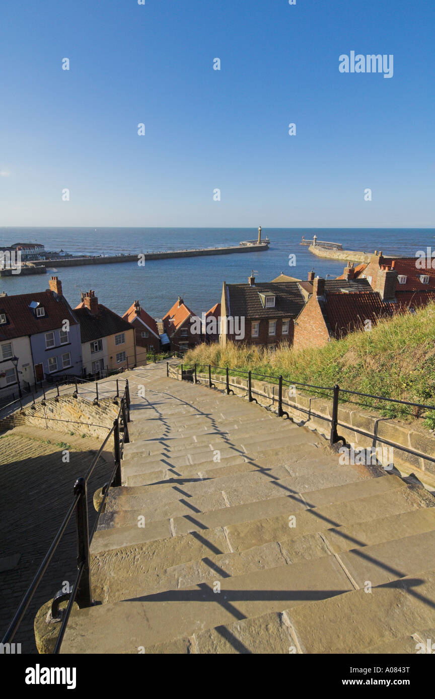 abbey steps whitby north yorkshire uk gb eu europe Stock Photo - Alamy