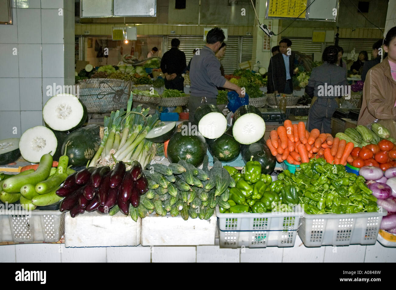 Vegetable stall, Suzhou market Stock Photo - Alamy