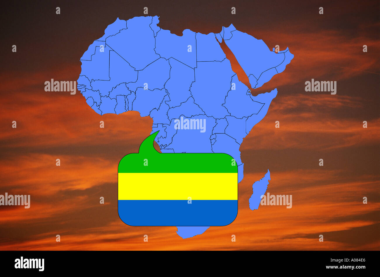 Africa map and flag of Gabon Stock Photo - Alamy