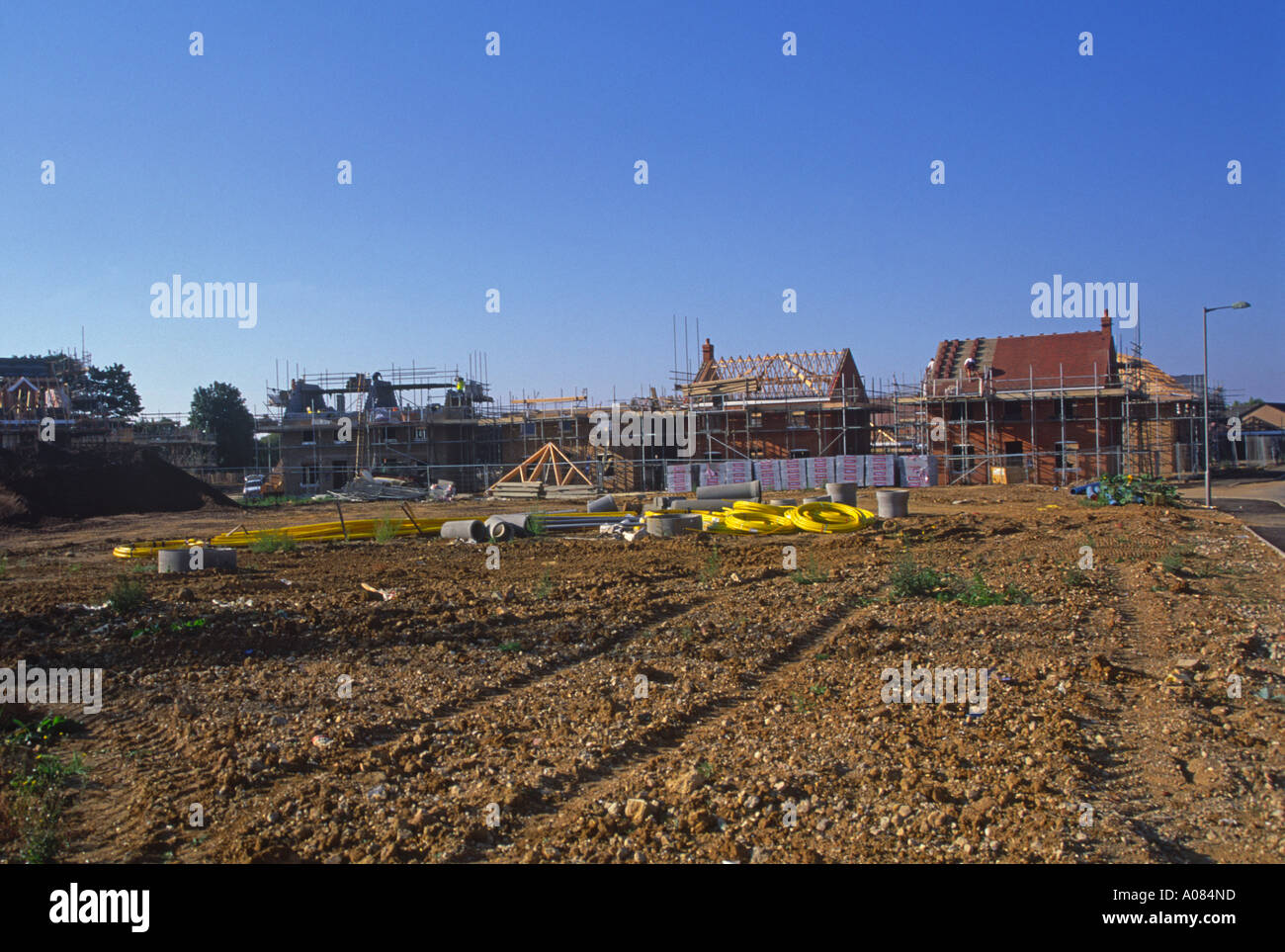 Construction site of new housing development Rendlesham Suffolk England ...