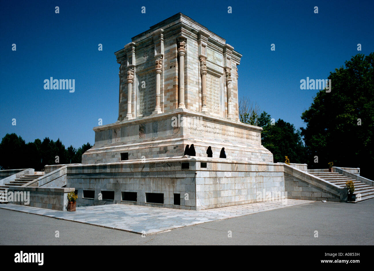 Iranian visitors at the tomb of poet Ferdowsi in Tus (Ferdosi) near the ...