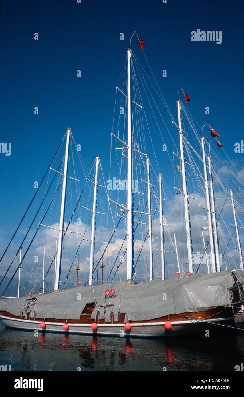 Covered sailing yachts at Fethiye marina in Turkey Stock Photo - Alamy