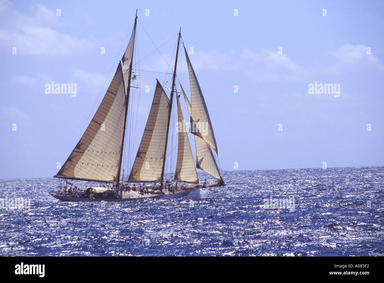 A classic yacht sailing off Antigua Stock Photo - Alamy