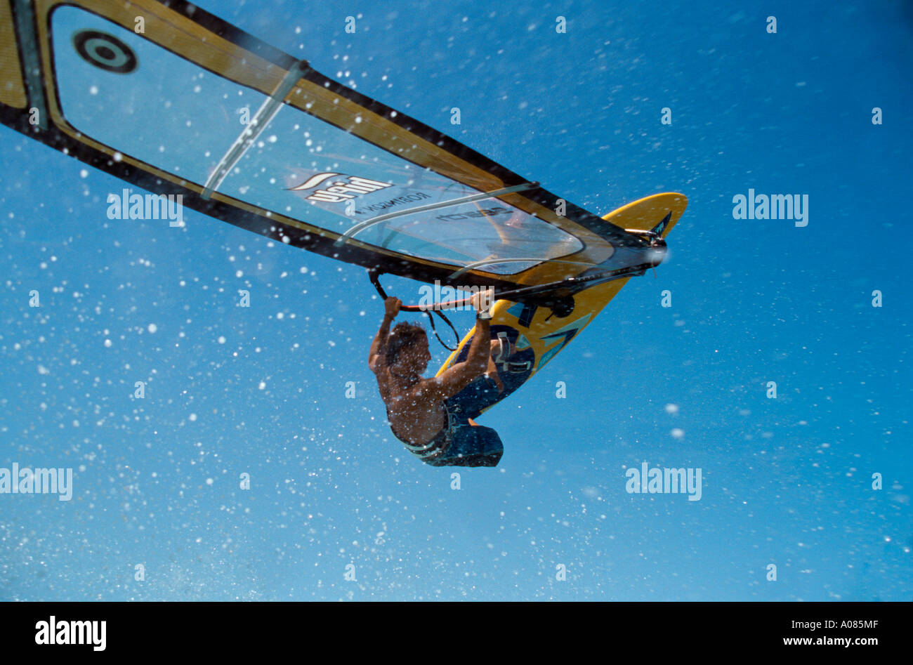 Windsurfing jump Sotavento Fuerteventura ESP SPAIN Stock Photo - Alamy