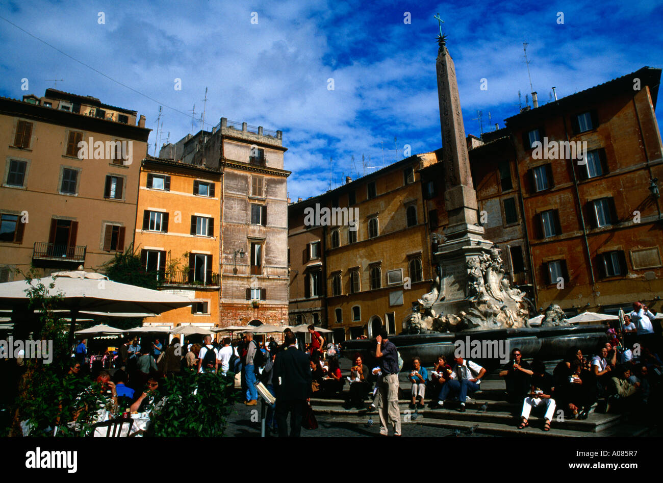 Rome Italy Piazza della Rotunda Fontana Del Pantheon and Macuteo ...