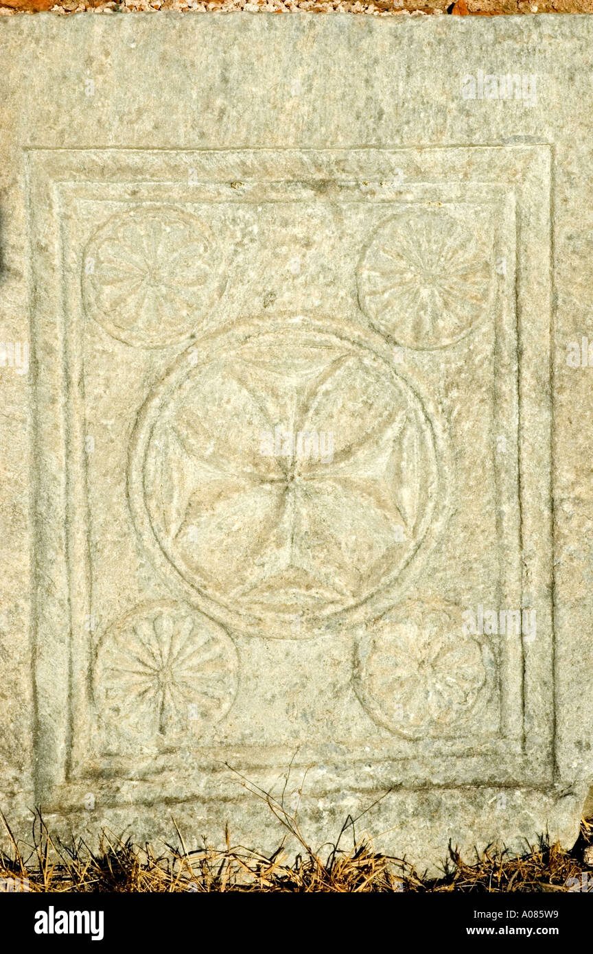 Inscribed marble wall panel, depicting the cross of St John, Saint ...
