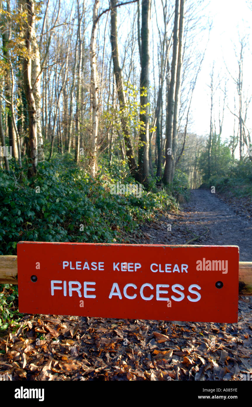 Fire Access sign at Thorncombe Woods in Dorset England UK Stock Photo ...
