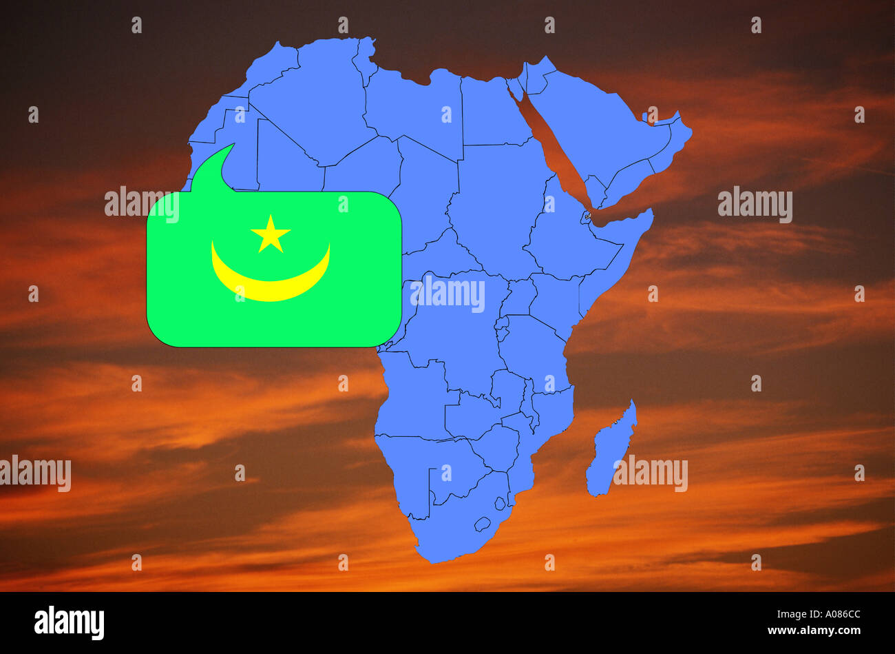 Africa map and flag of Mauritania Stock Photo - Alamy