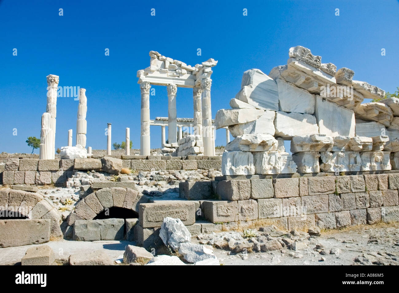 Stone walls and columns, Temple of emperor Trajan, the Acropolis ...