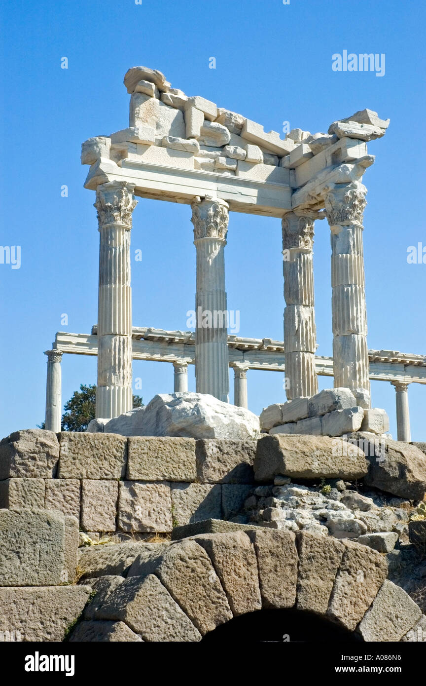 Stone walls and columns, Temple of emperor Trajan, the Acropolis ...