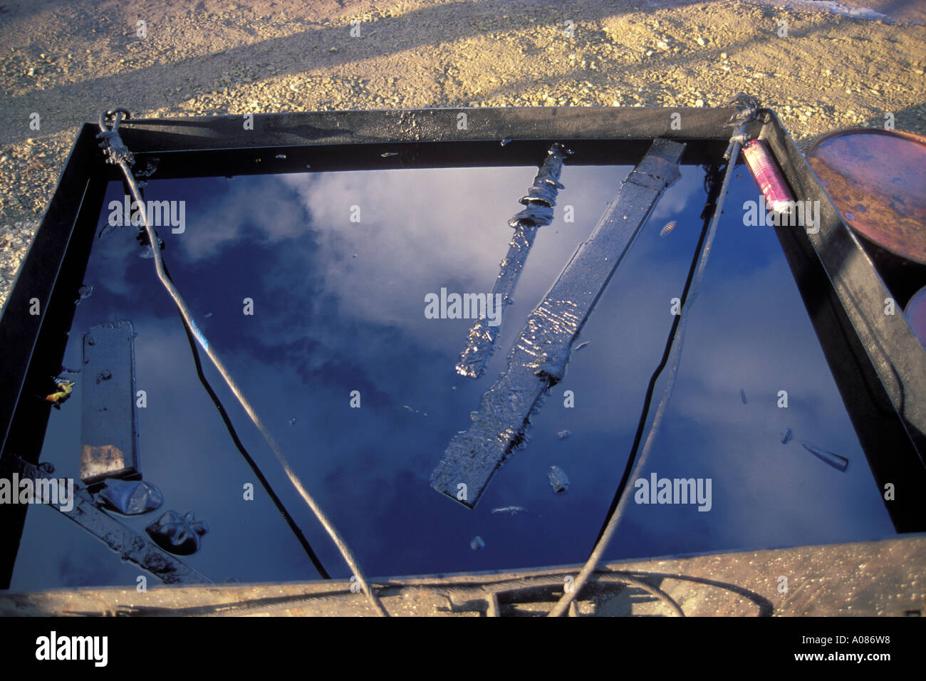 Waste oil tank dry dock Milford Docks Milford Haven Pembrokeshire Stock ...