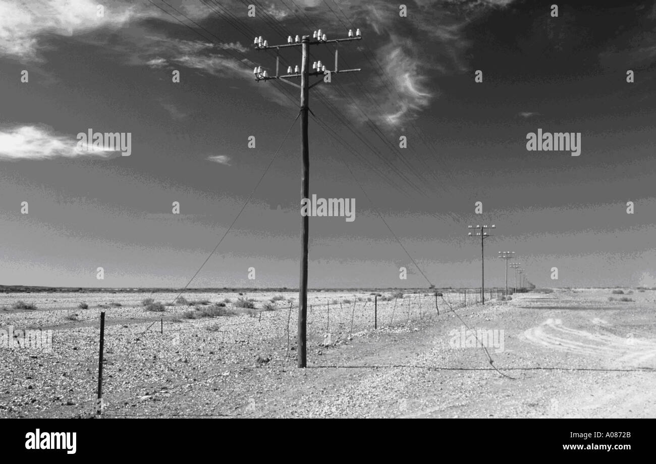 electricity powerline cable in the desert of Namibia circuit connection ...