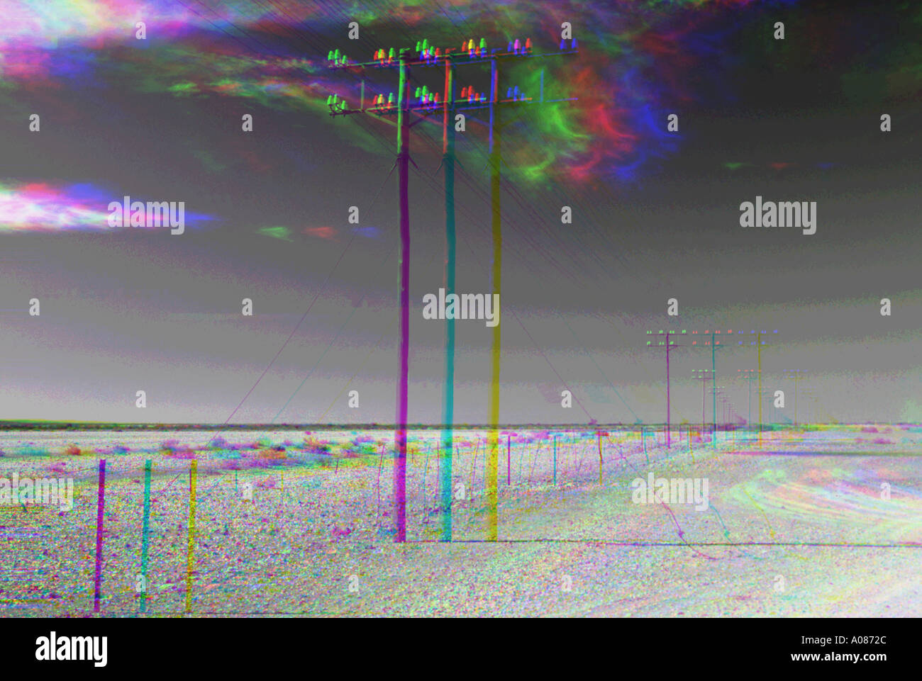 powerline in the desert pilones wood effect sand dry urbanisation ...