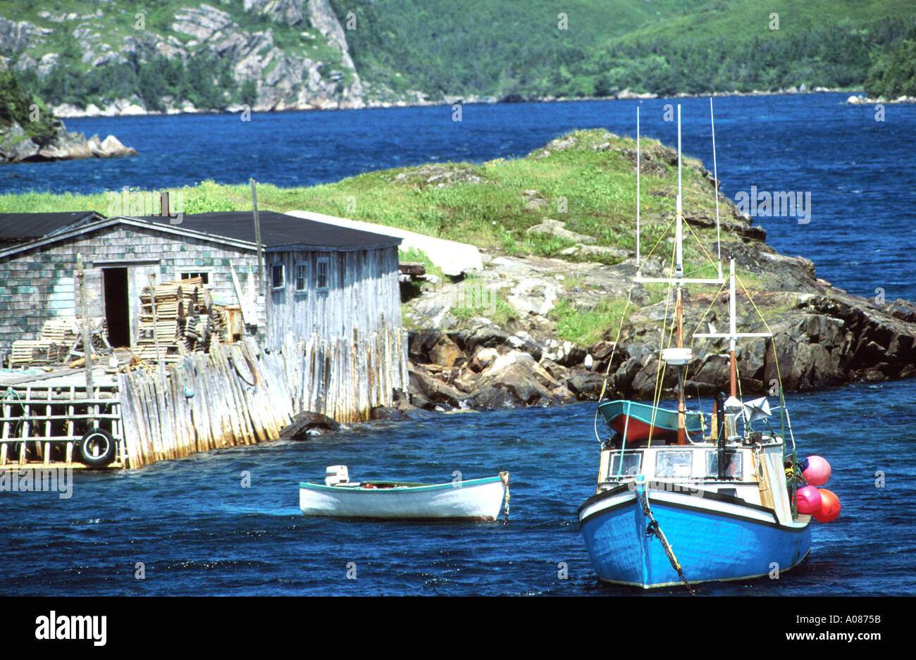 fishing boat in Newfoundland at Rose Blanche a small fishing village on ...