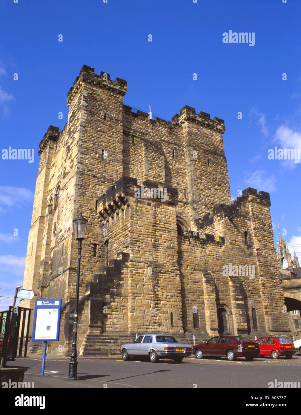 The Castle Keep (12th century Norman) seen over Castle Garth, Newcastle ...
