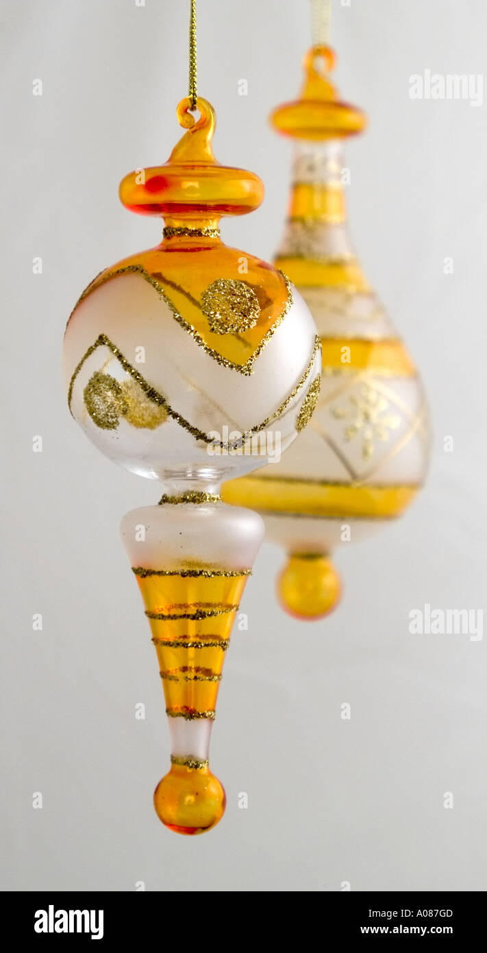 Glass Christmas tree baubles Stock Photo - Alamy