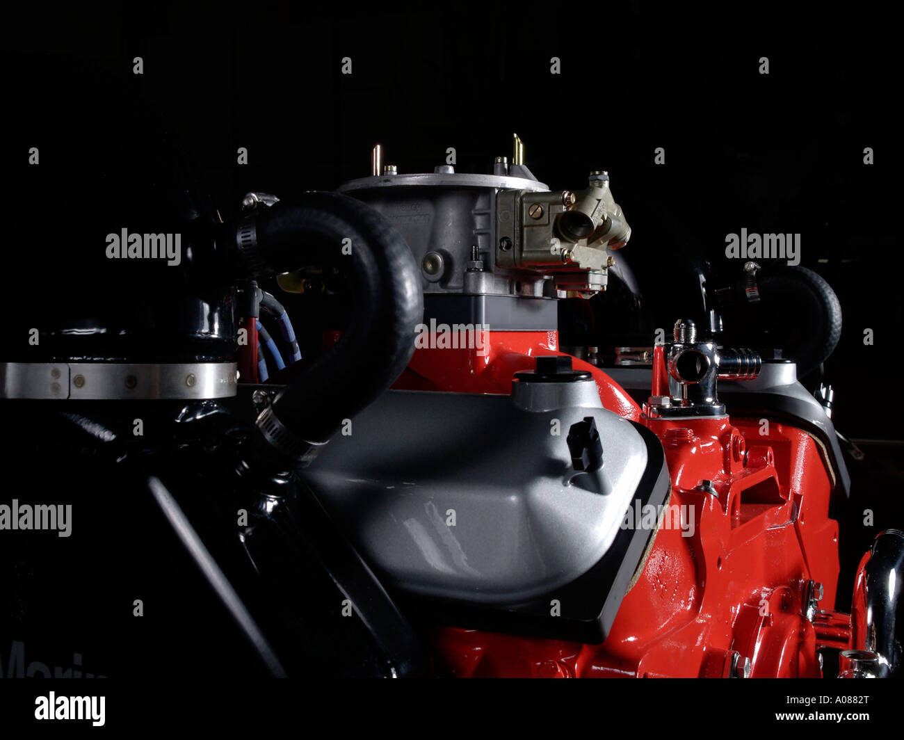 Detail view of a custom made motor for a racing boat Stock Photo - Alamy