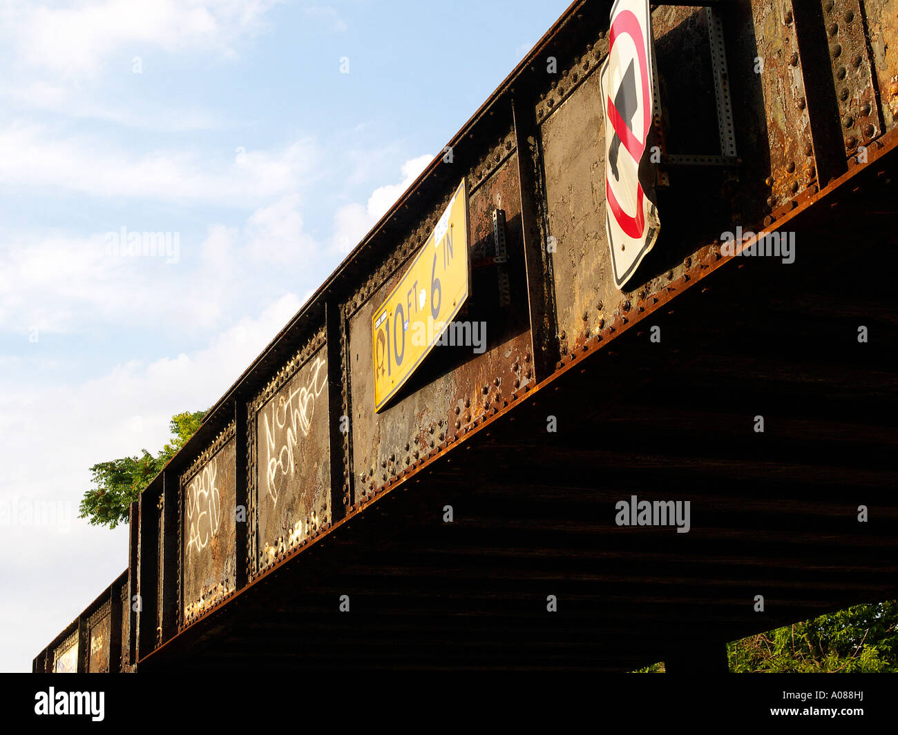 Side view of an old rusty railroad bridge Stock Photo - Alamy