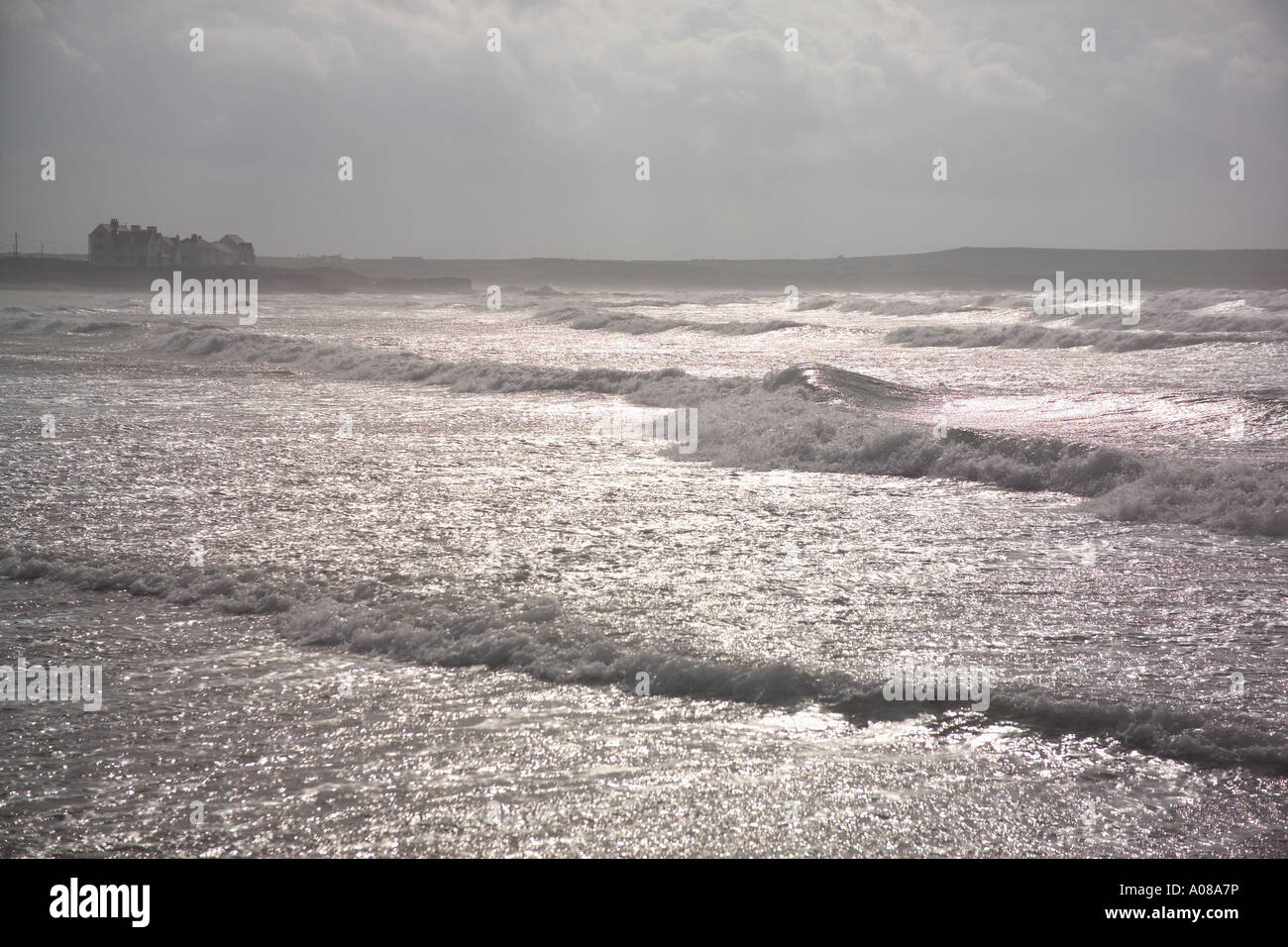 Surf Rhosneigr Beach Anglesey North West Wales Stock Photo - Alamy