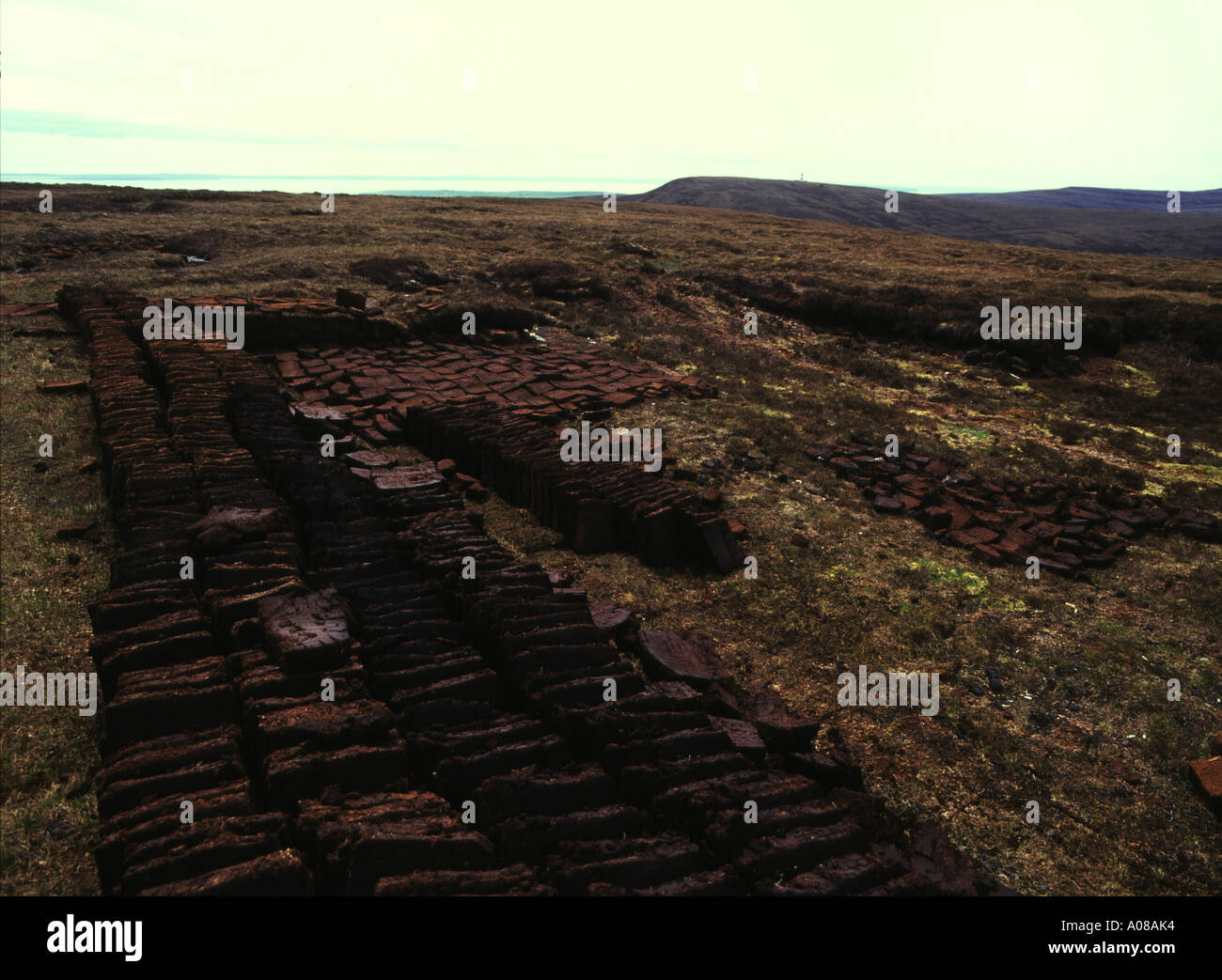 dh PEAT UK Stacked peat on peat bank and spreaded peat Orkney energy ...