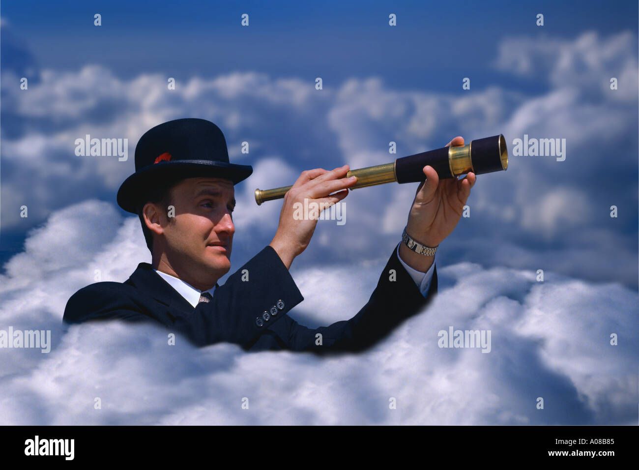 Man looking through monocular hi-res stock photography and images - Alamy