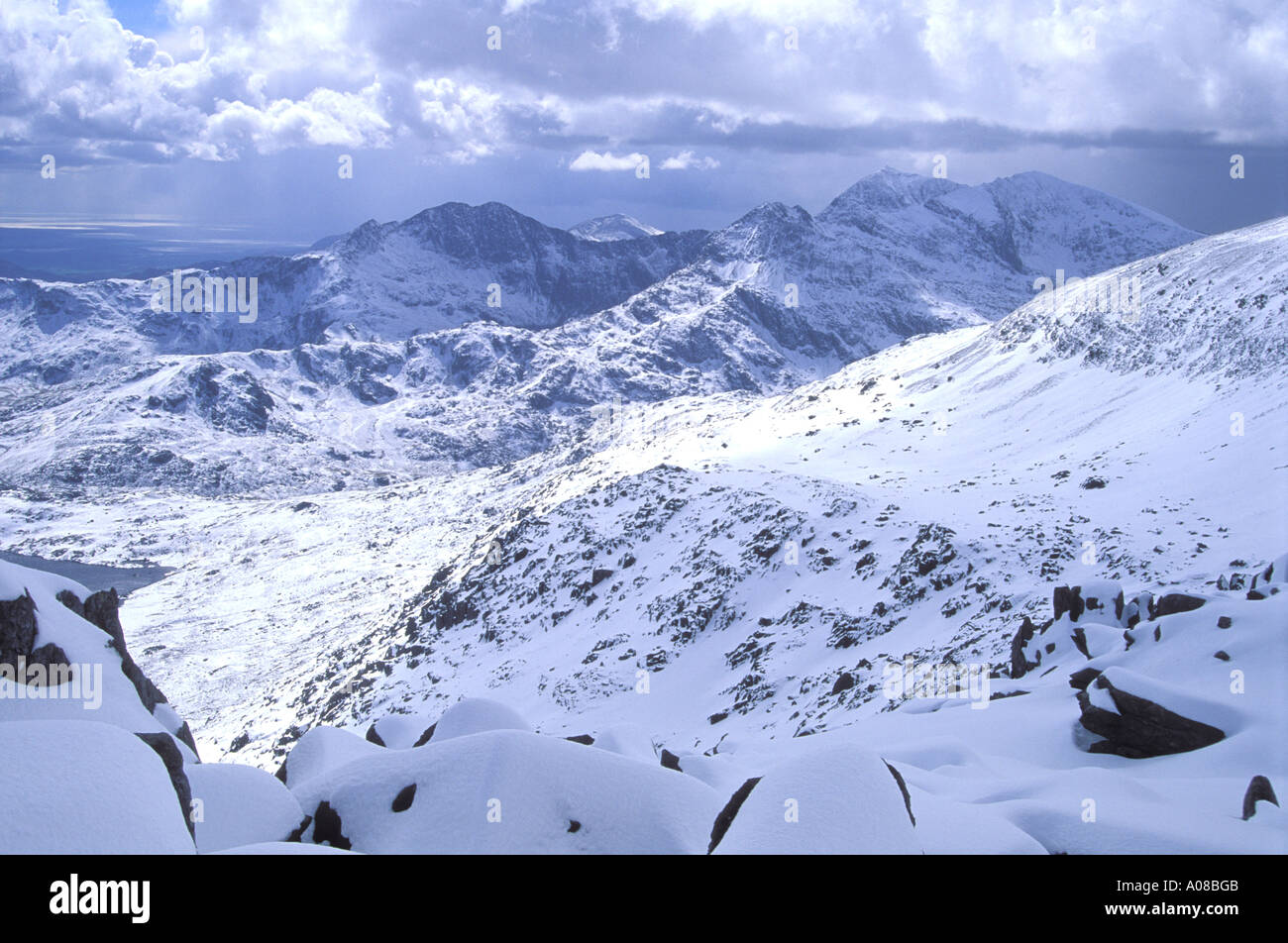 Snowdon Horseshoe from the Glyders Snowdonia Stock Photo - Alamy