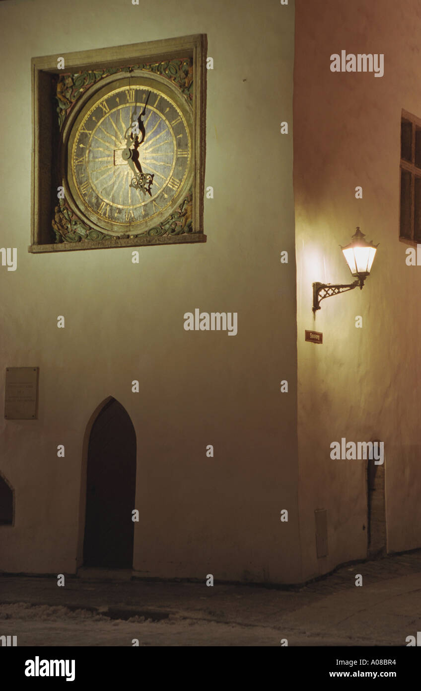 Medieval clock with the wooden face Stock Photo - Alamy